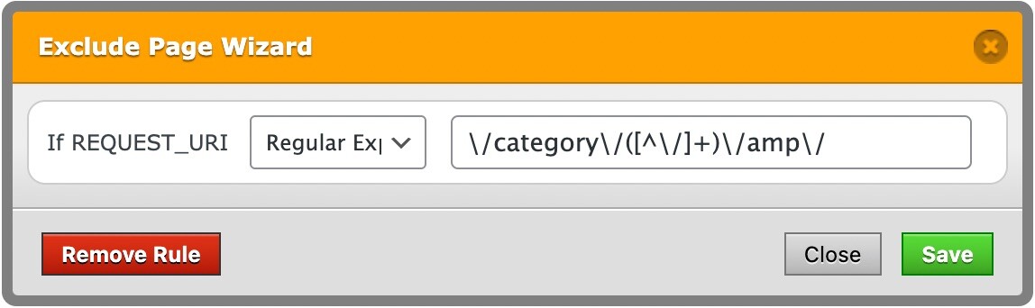 Using Regular Expression to Exclude a Page